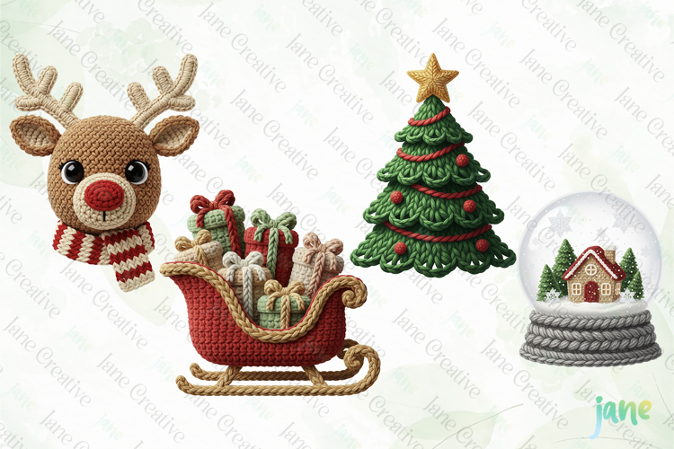 Christmas Crochet Yarn Clipart (6365033)