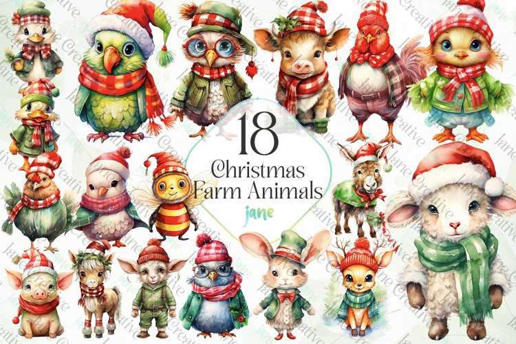 Christmas Farm Animals Sublimation Bundle