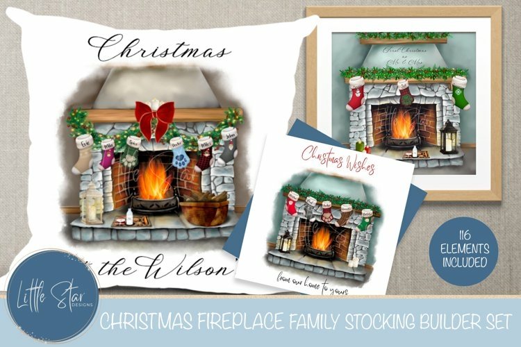 Christmas Fireplace Family Stocking Scene Creator
