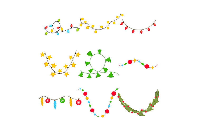 Christmas garland collection featuring various holiday decor