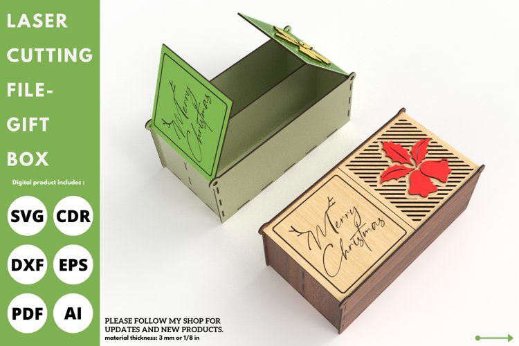 Christmas Gift Box with dividers, candy Box, svg, laser cut