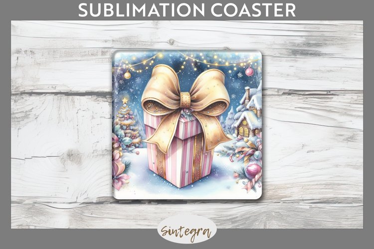 Christmas Gift v2 Square Coaster Sublimation