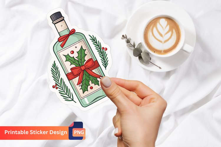 Christmas Gin Bottle Sticker, Christmas Decoration Sticker