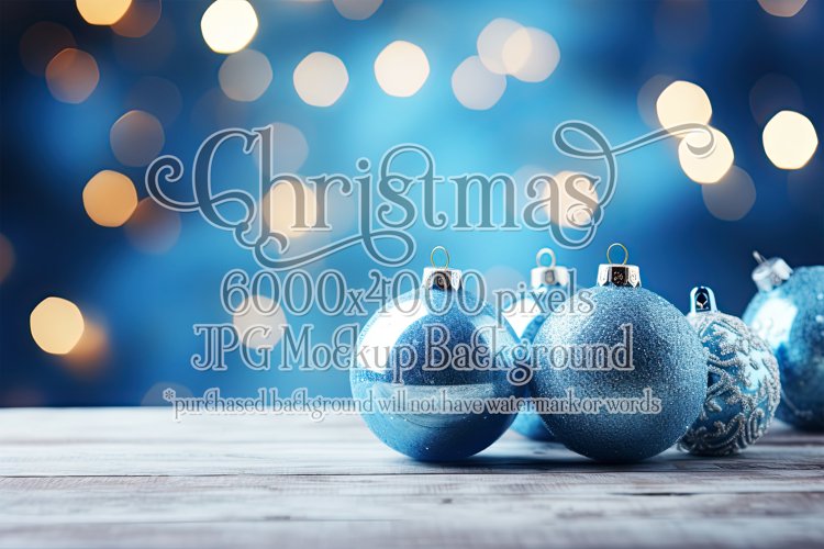 Christmas Mockup, Blue Christmas Mock-up , Front View Mockup