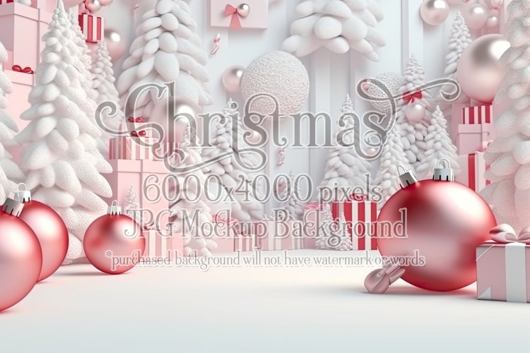 Christmas Mockup, White Pink Christmas Mock-up, Holiday