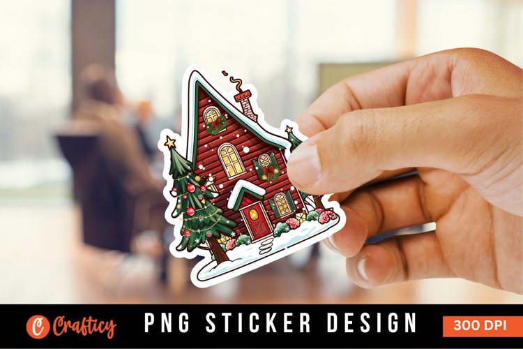Christmas house Sticker Clipart,Xmas art,Christmas sticker