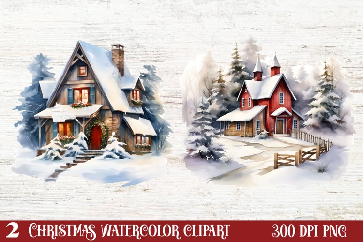 Christmas Houses Clipart Sublimation Bundle, Christmas house