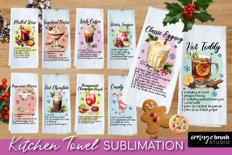 Christmas Kitchen Towel Sublimation Bundle, (2860479)