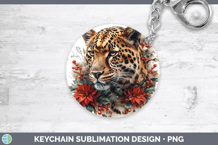 Christmas Leopard Keychain Sublimation Keyring Designs