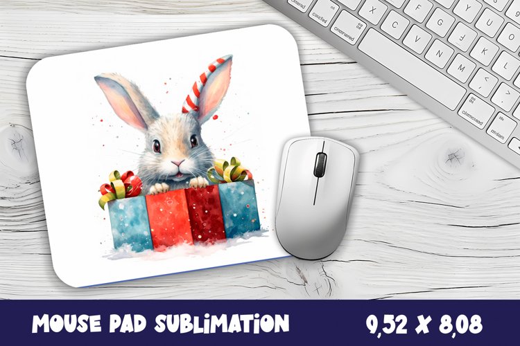 Watercolor White Little Bunny|Kids Mouse Pad (2993832)