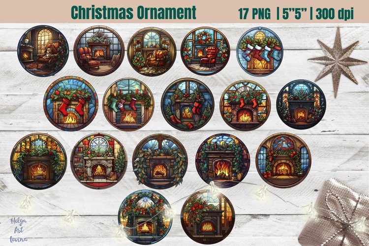 Christmas Ornament Sublimation Bundle| Stained Glass