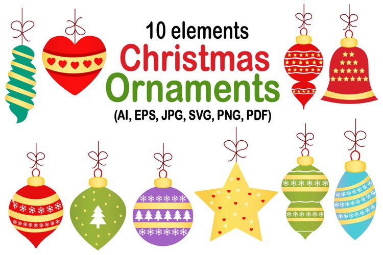 Christmas Ornaments Clipart Bundle 10 Elements