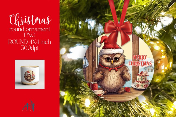 Christmas Round Ornament Sublimation PNG (2889235)