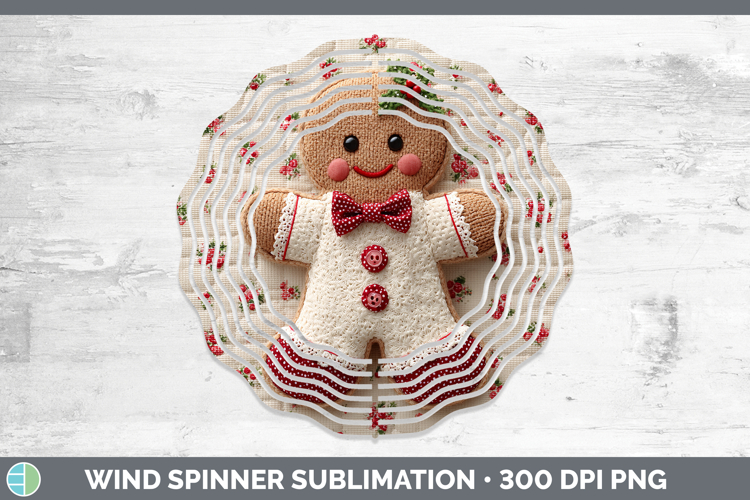 Gingerbread Man Christmas Patch Wind Spinner Sublimation Des