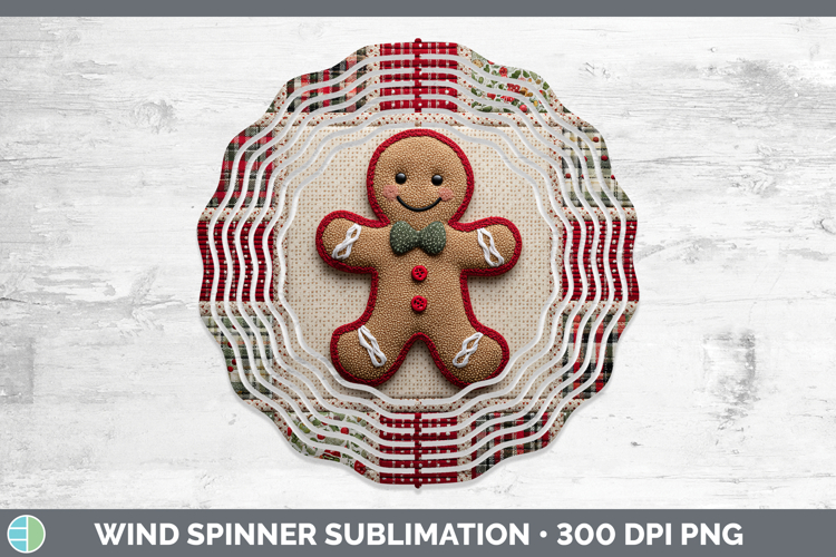 Gingerbread Man Christmas Quilted Patchwork Wind Spinner Sub