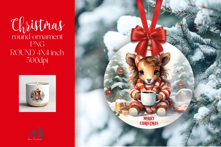 Christmas Round Ornament Sublimation PNG (2913027)