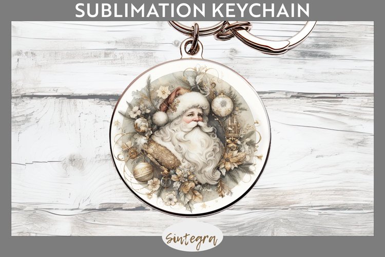 Christmas Pastel Santa Claus v2 Round Keychain Sublimation
