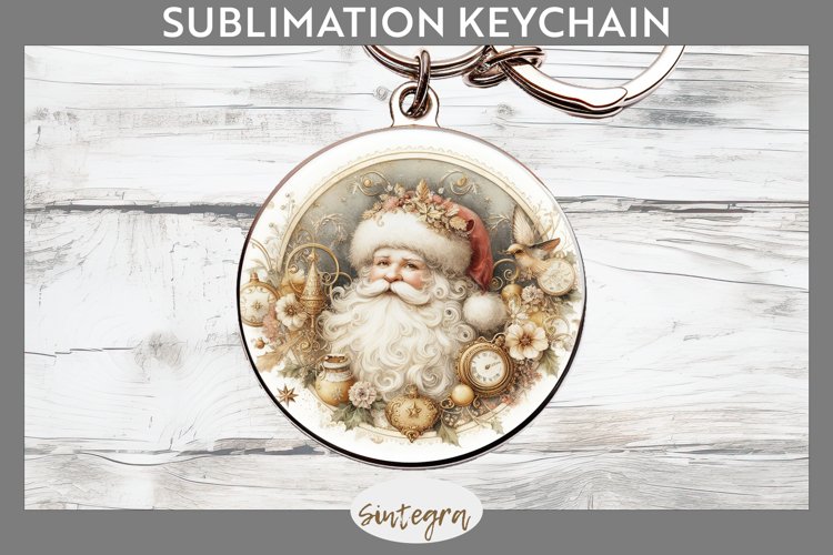 Christmas Pastel Santa Claus v4 Round Keychain Sublimation