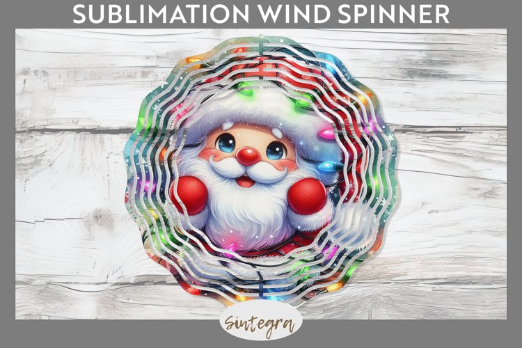 Christmas Santa Claus v4 Entangled in Lights Wind Spinner
