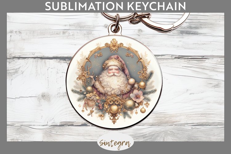 Christmas Pastel Santa Claus v5 Round Keychain Sublimation