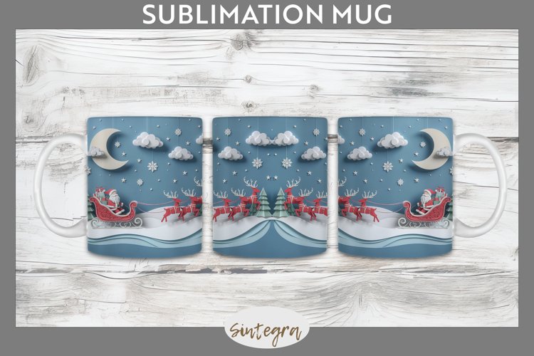 3D Christmas Santa v2 Mug Wrap Sublimation