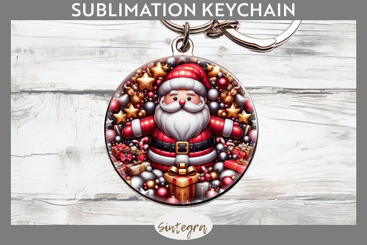 3D Christmas Santa v47 Round Keychain Sublimation