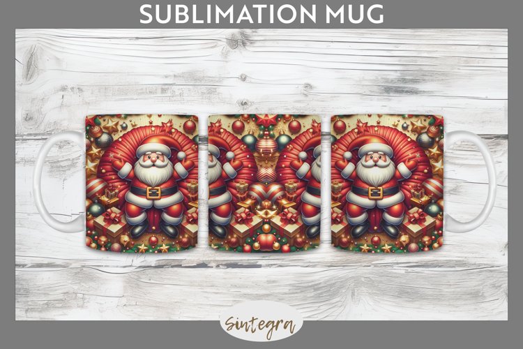 3D Christmas Santa v48 Mug Wrap Sublimation