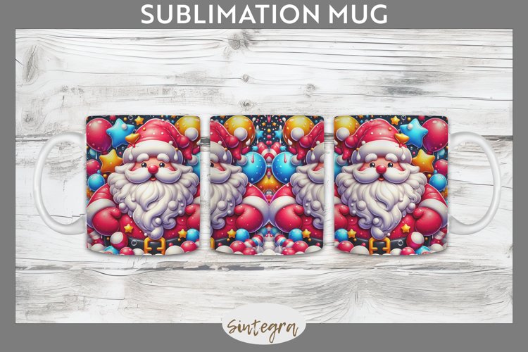 3D Christmas Santa v62 Mug Wrap Sublimation