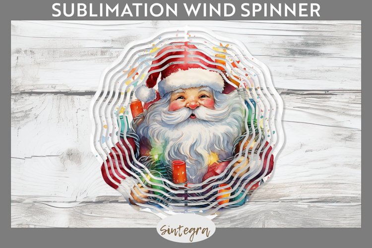 Christmas Santa Claus Entangled in lights Wind Spinner Subli