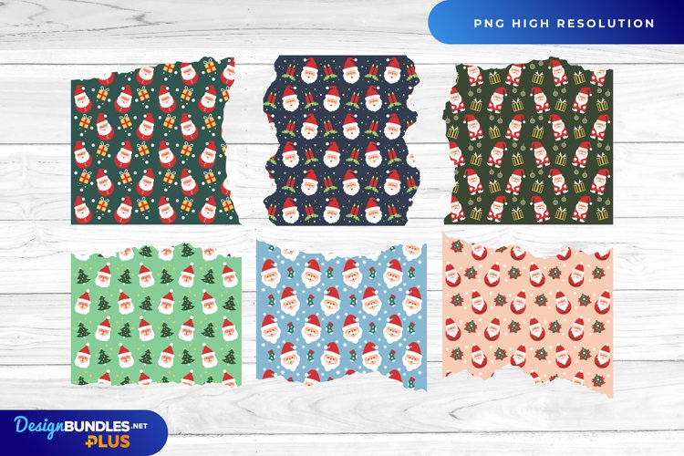 Christmas Santa Pattern Torn Paper