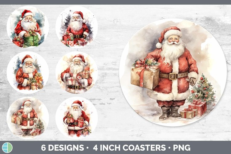Christmas Santa Round Coaster | Bundle Coaster Designs