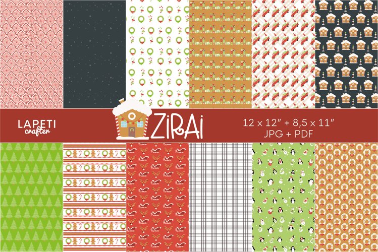 Christmas scrapbook paper pack | 12x12 & Letter size
