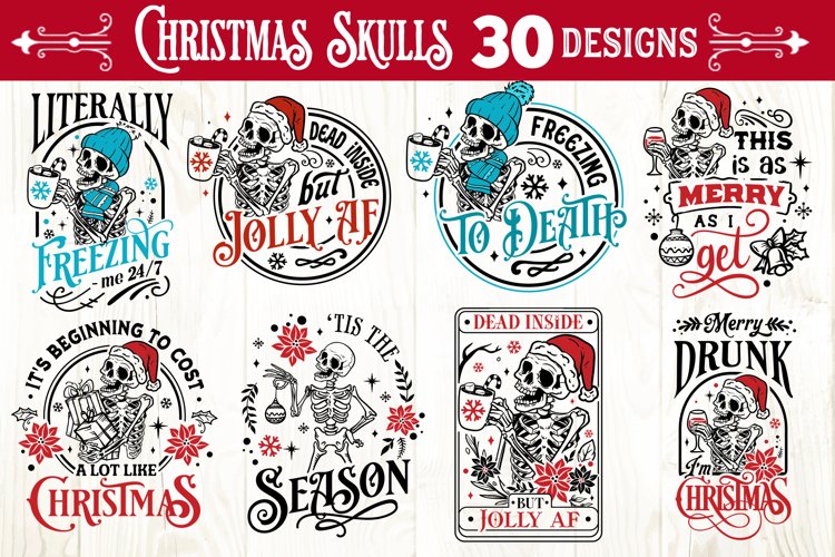 Christmas skulls bundle SVG 30 designs