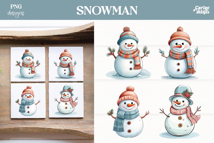 Christmas Snowman PNG | Christmas Watercolor Clipart