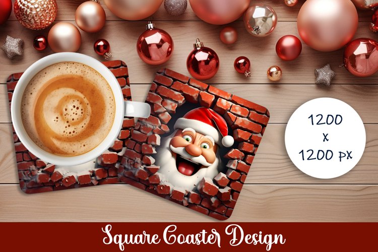 3d Santa Claus Square Coaster Sublimation brick (3018923)