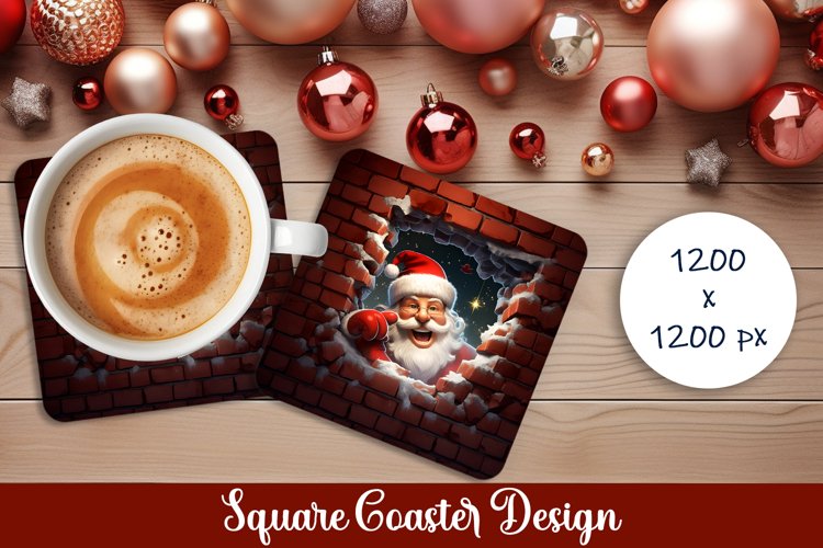 3d Santa Claus Square Coaster Sublimation brick (3018932)