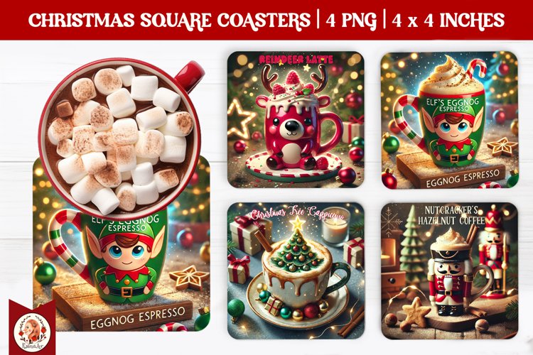 Christmas Coffee Coaster, Square Coaster