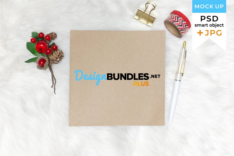 Christmas square card mockup | Craft card mockup