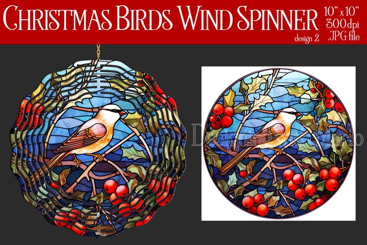 Christmas Wind Spinner, Christmas Bird Spinner, Winter Bird