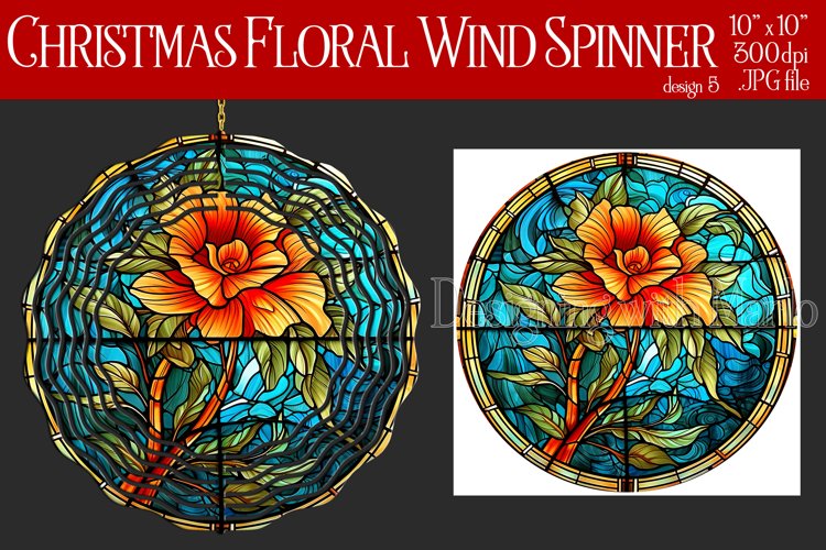 Christmas Wind Spinner, Christmas Floral Spinner, Flowers, 5