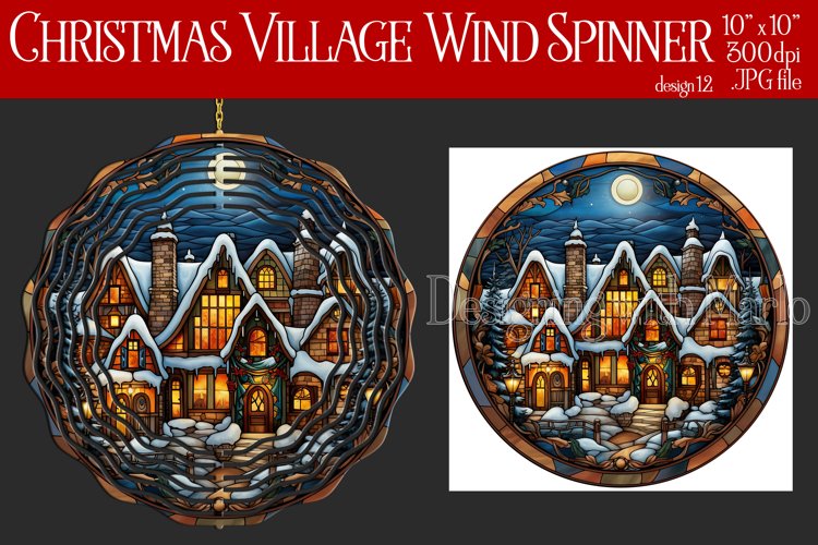 Christmas Wind Spinner, Christmas Village Wind Spinner, 12