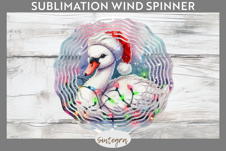 Christmas Swan v1 Entangled in Lights Wind Spinner Sublimati