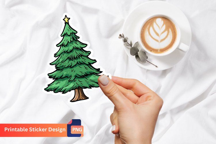 Christmas Tree Sticker, Floral Christmas Tree Sticker