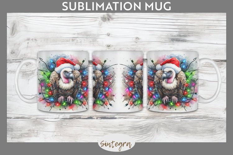 Christmas Vulture v2 Entangled in Lights Mug Wrap Sublimatio