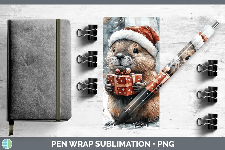 Christmas Woodland Beaver Pen Wrap Sublimation Pen Designs