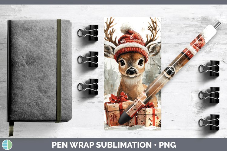 Christmas Woodland Deer Pen Wrap Sublimation Pen Designs