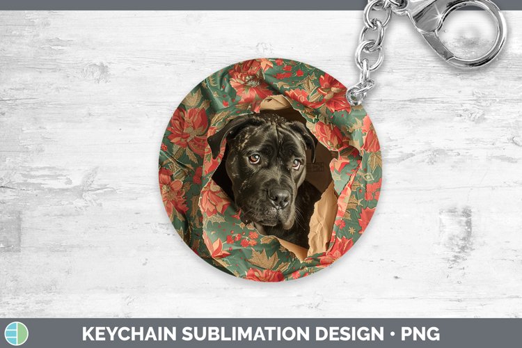 Christmas Wrapping Dogs Cane Corso Keychain Sublimation Keyr