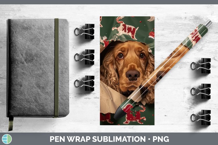 Christmas Wrapping Dogs Cocker Spaniel Pen Wrap Sublimation