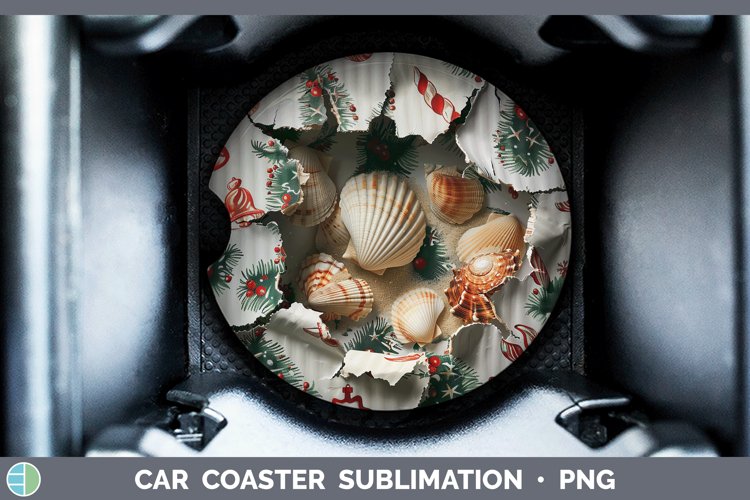 Christmas Wrapping Seashell Car Coaster Sublimation Coaster