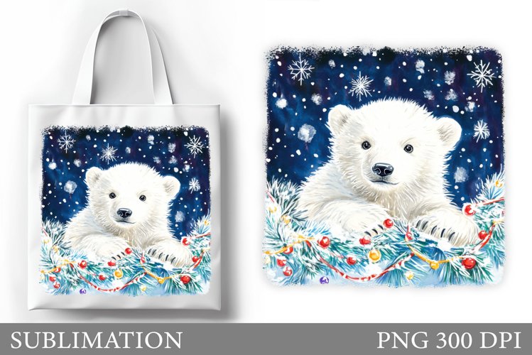 Cute Polar Bear Tote Bag. Christmas Tote Bag (5038297)